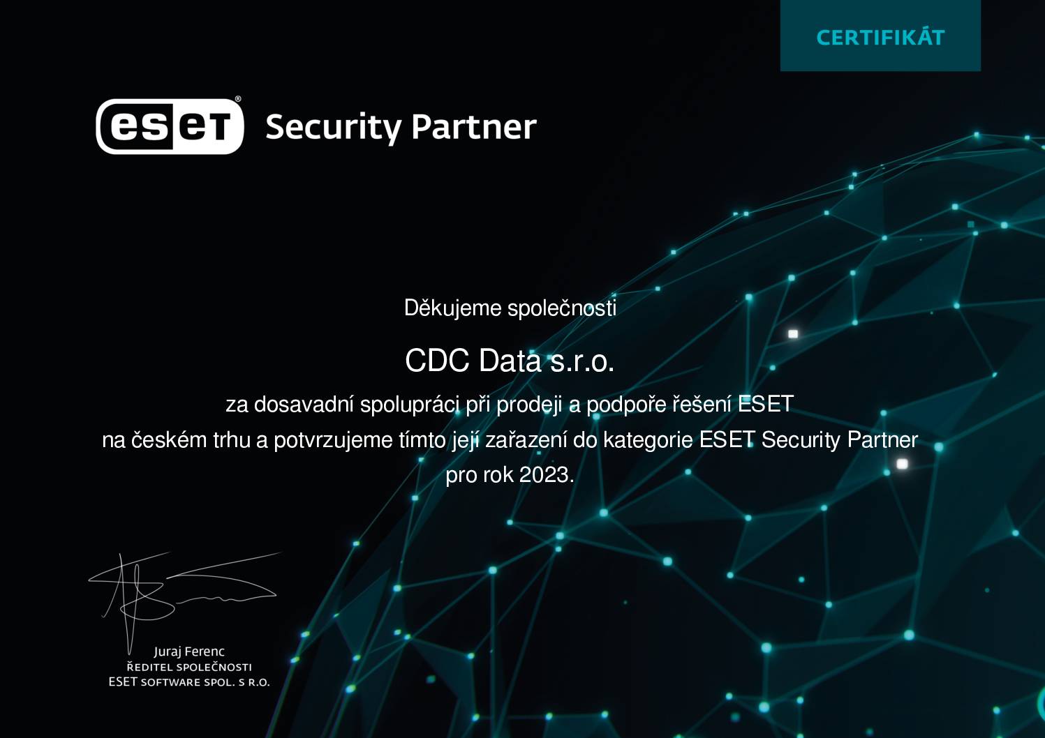 Certifikáty a dokumenty - CDC Data s.r.o.